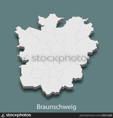 3d isometric map of Braunschweig is a city of Germany, vector ...