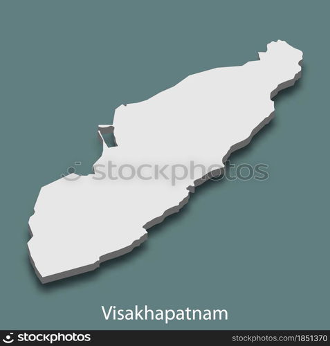 3d isometric map of Visakhapatnam is a city of India, vector ...