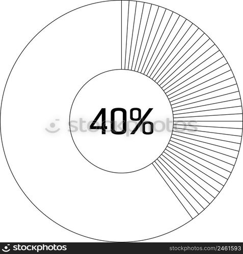 40 % pie chart percentage infographic round pie chart percentage — Stockphotos.com