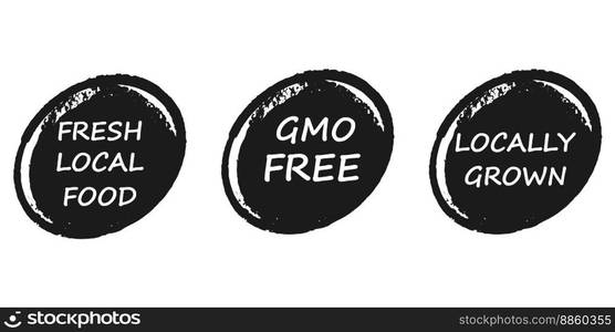 A set organic stickers, labels, badges and logos. FRESH LOCAL PRODUCE ...