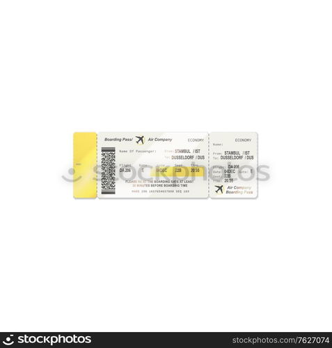 Airlines Boarding Pass Isolated Ticket Template Vector Passenger Card