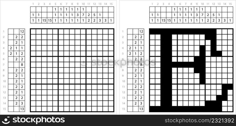 Alphabet E Nonogram Pixel Art, Character E, Language Letter Graphemes ...