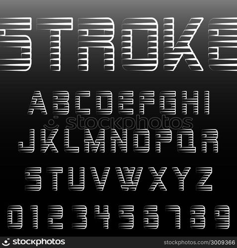 Alphabet font stroke design. Alphabet font template. Set of letters and ...