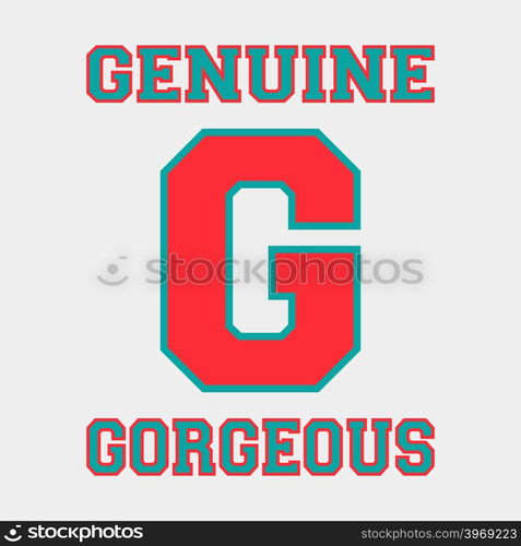 Alphabet font template. Letter G. T-shirt print design. Printing and ...