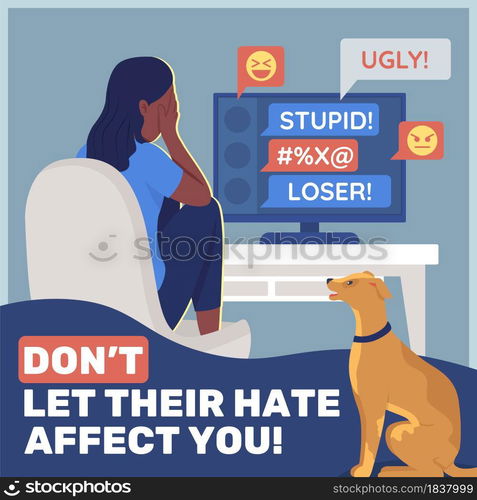 Anti cyberbullying social media post mockup. Do not let their hate ...
