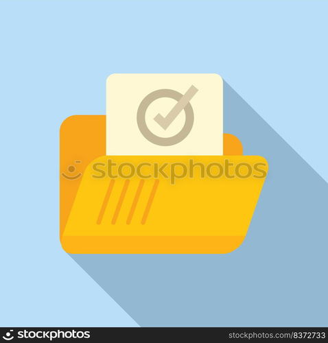Approved folder icon flat vector. Complete work. Control trust ...