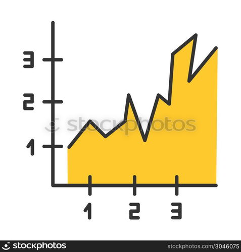 Area chart color icon. Rising graph with indexes. Increasing diagram ...