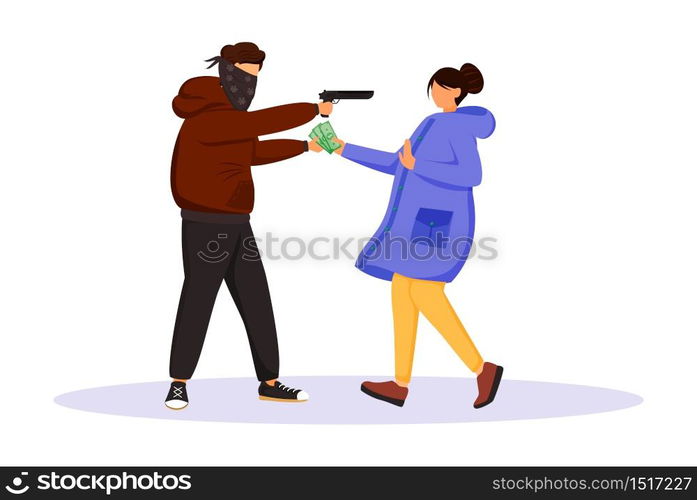 Armed street robbery flat color vector faceless character. Burglar ...