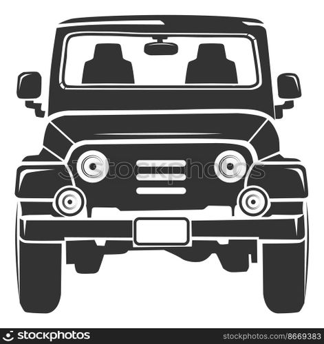 Army car logo. Military suv vehicle front view. Vector illustration ...