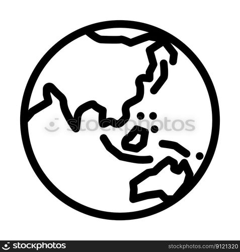 asia earth planet map line icon vector. asia earth planet map sign ...