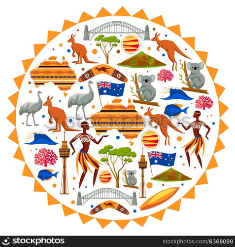 Australia background design. Australian traditional symbols and objects ...