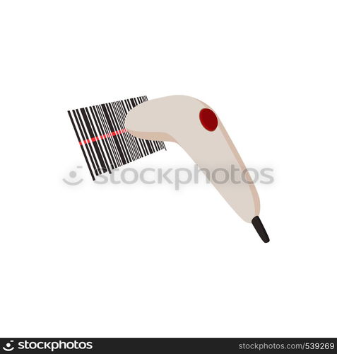 Barcode scanner icon in cartoon style on a white background. Barcode ...