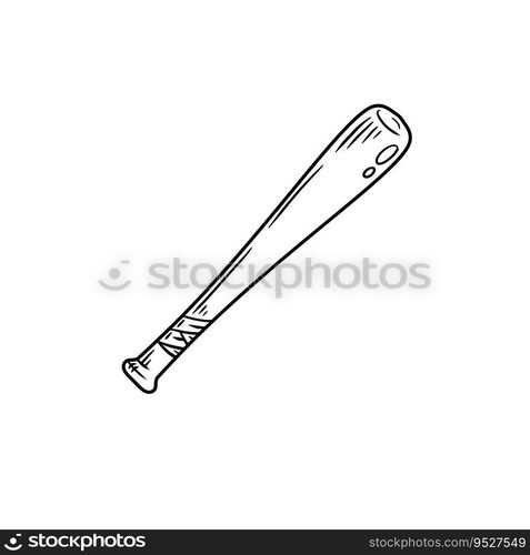 Baseball bat. American sports and equipment. Outline cartoon ...