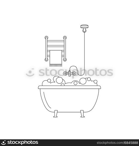 Bath line drawing. Vector thin illustrations of bathroom. — Stockphotos.com