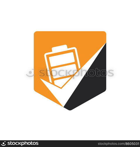 Battery check mark vector logo design template. Vector illustration of ...