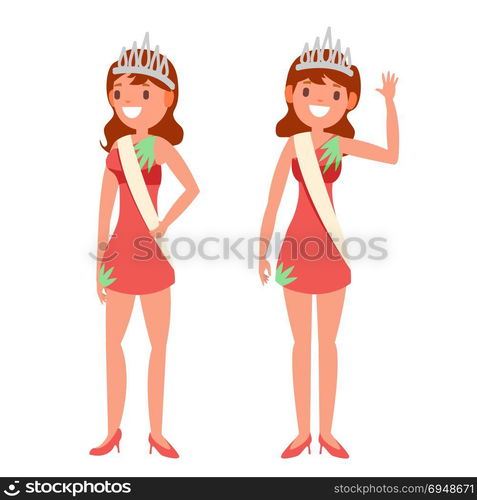 Beauty Pageant Vector. Woman On Beauty Pageant. Miss Universe. Isolated ...