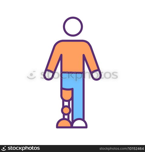 Below-the-knee prosthetic leg RGB color icon. Technologically advanced ...