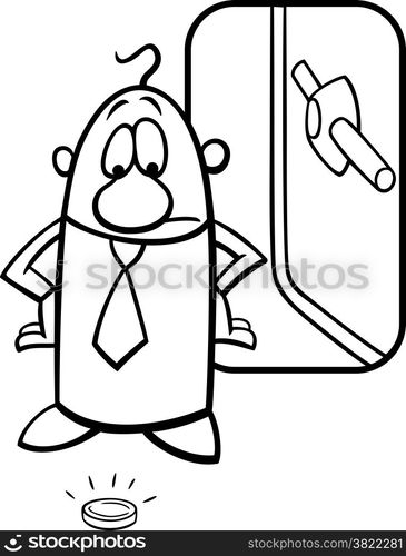 Black and White Concept Cartoon Illustration of Businessman and Empty ...