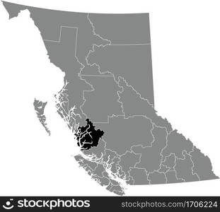 Black flat blank highlighted location map of the NORTH COAST regional ...