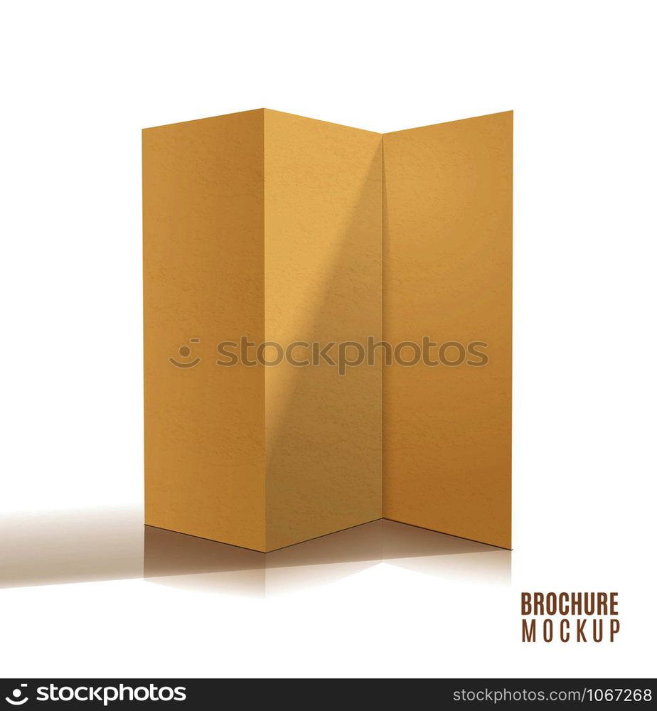 Blank tri-fold brochure design isolated. Paper craft.. Blank tri-fold ...