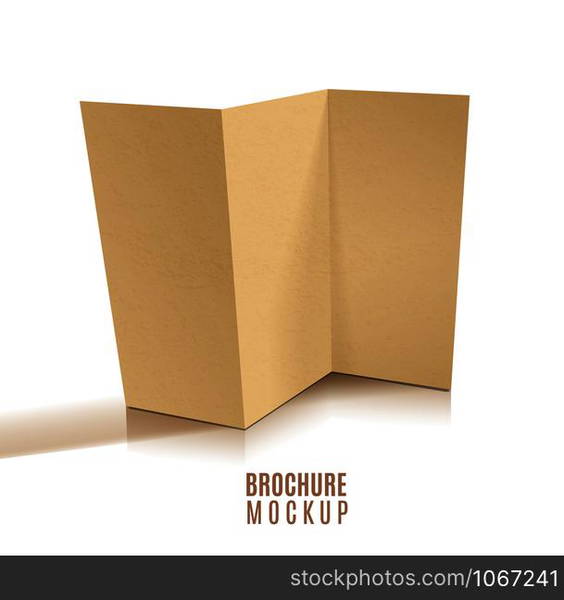 Blank tri-fold brochure design isolated. Paper craft.. Blank tri-fold ...