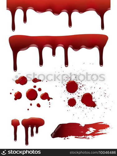 Blood drops. Horror death symbols bloody splashes liquid splatter ...