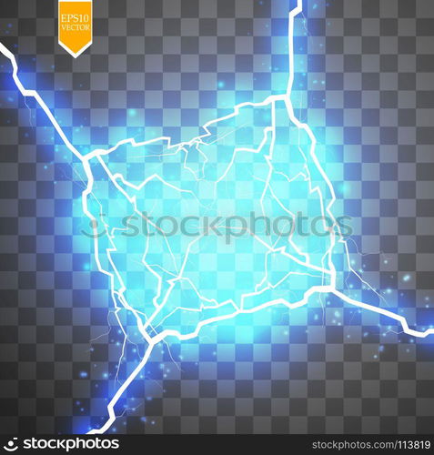 Blue abstract energy shock explosion special light effect with spark ...