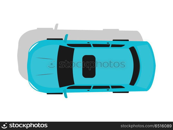 Blue Car Top View Flat Design Vector Illustration. Blue car from top ...