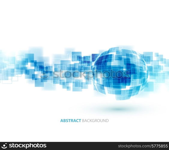 Blue shiny squares shapes technical background. Vector technology ...