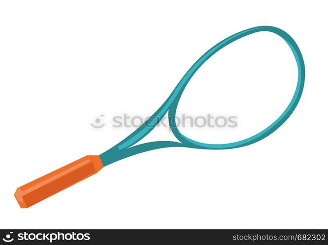 Blue tennis racket vector cartoon illustration isolated on white ...