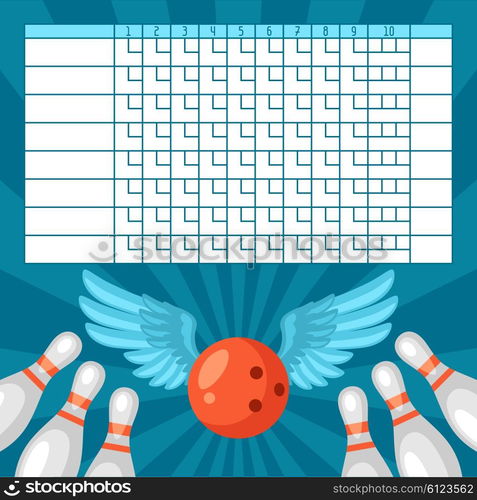 Bowling Score Sheet Blank Template Scoreboard With Game Objects