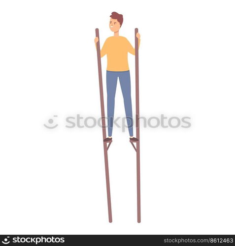 Boy stilt icon cartoon vector. Circus walker. Street man. Boy stilt ...