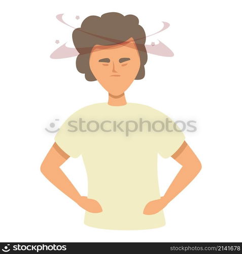 Brain sick icon cartoon vector. Dizziness pain. Cold headache. Brain ...