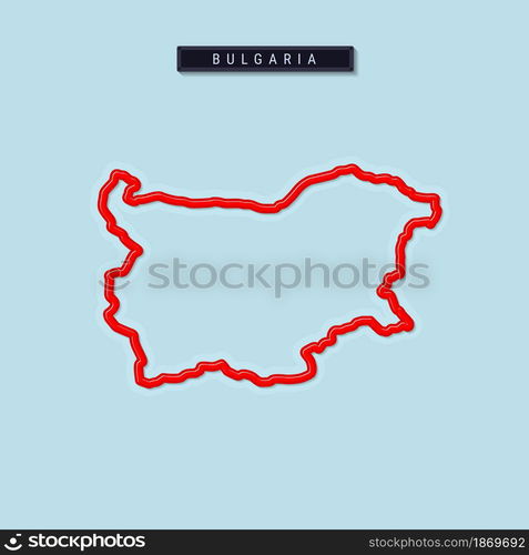 Bulgaria bold outline map. Glossy red border with soft shadow. Country ...