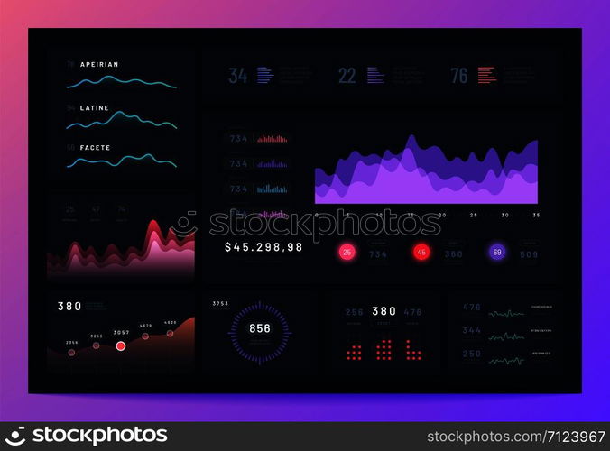 Business infographic dashboard. Modern interface, admin platform with ...