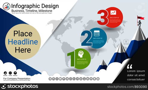 Business infographics template, Milestone timeline or Road map with ...