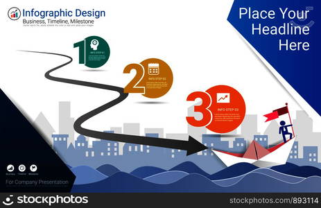 Business infographics template, Milestone timeline or Road map with ...