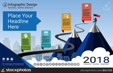Business infographics template, Milestone timeline or Road map with ...