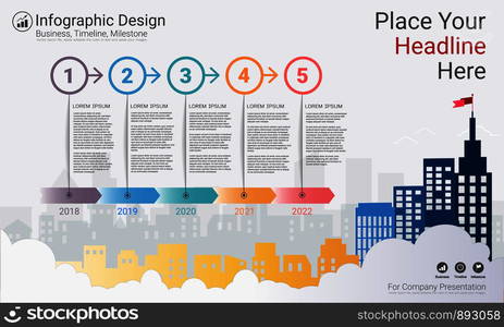 Business infographics template, Milestone timeline or Road map with ...