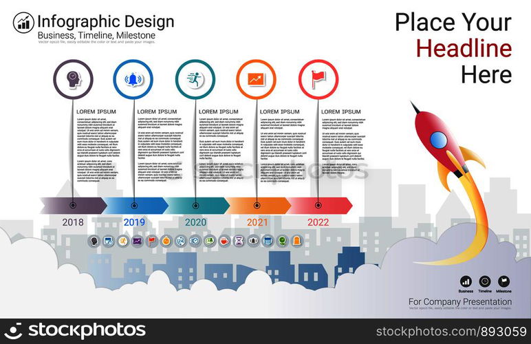 Business infographics template, Milestone timeline or Road map with ...
