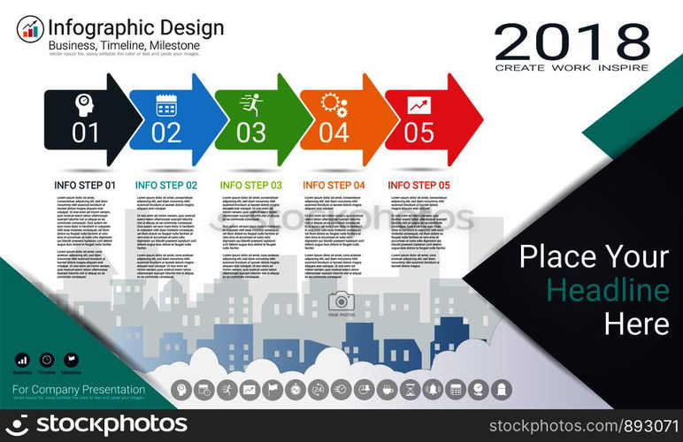 Business infographics template, Milestone timeline or Road map with ...