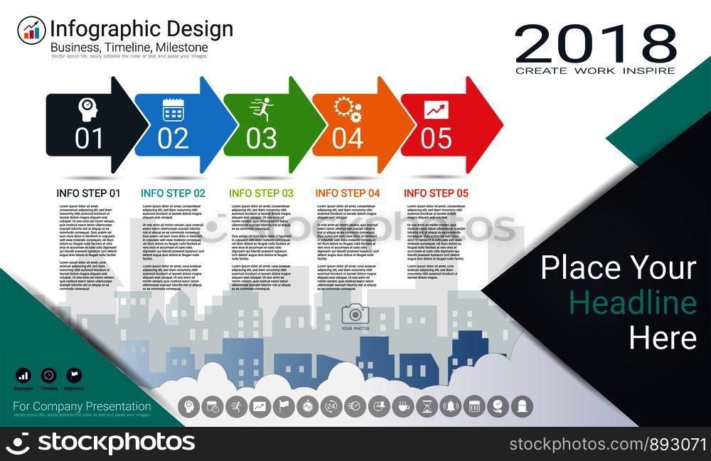 Business infographics template, Milestone timeline or Road map with ...