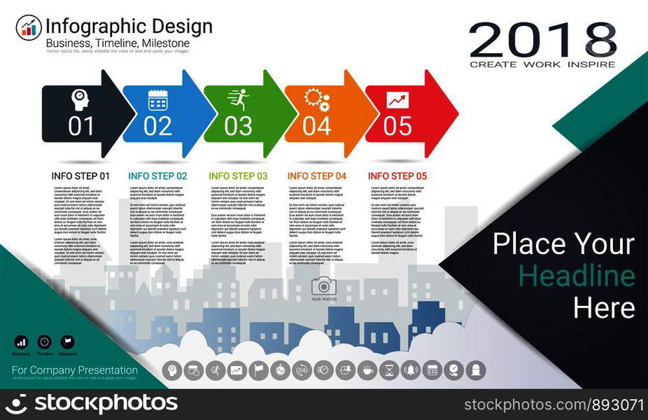 Business infographics template, Milestone timeline or Road map with ...