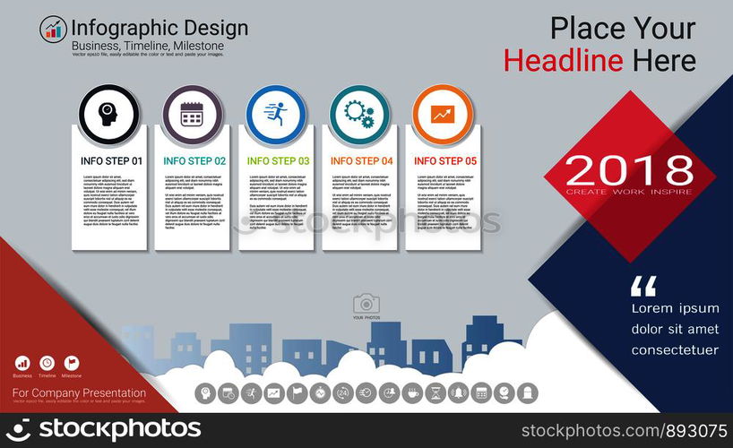 Business infographics template, Milestone timeline or Road map with ...