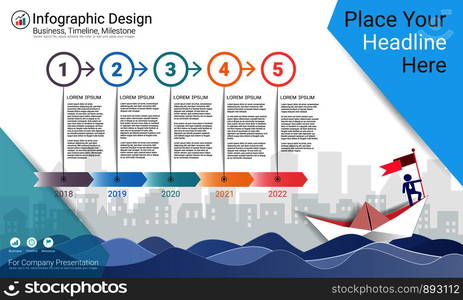 Business infographics template, Milestone timeline or Road map with ...
