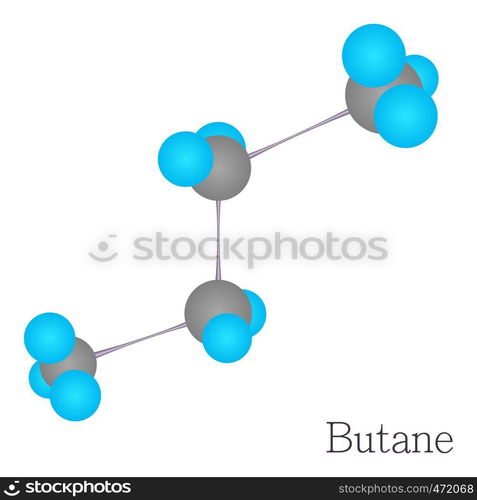 Butane 3D molecule. Cartoon illustration of butane 3D molecule vector ...