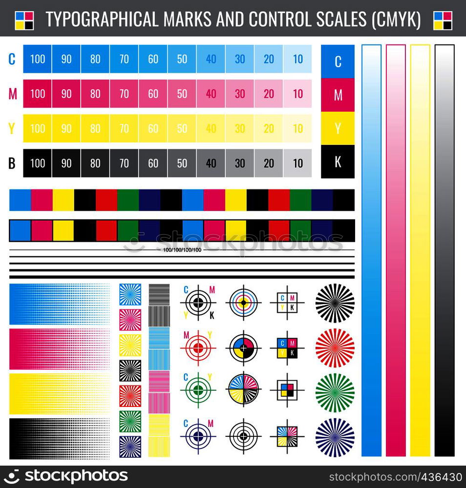 Calibration Printing Crop Marks Cmyk Color Test Vector Document