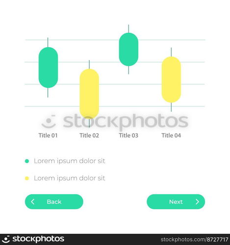 Candlestick chart UI element template. Editable isolated vector dashboard component. Flat user ...
