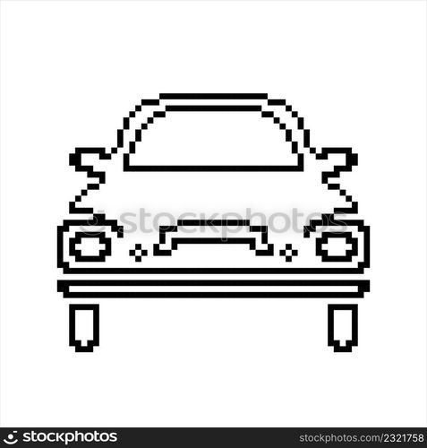 Car Front View Pixel Art, Vehicle Icon Vector Art Illustration, Digital ...