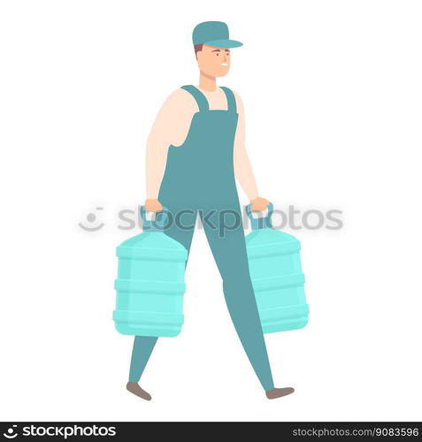 Carry man icon cartoon vector. Water service. Office door. Carry man ...